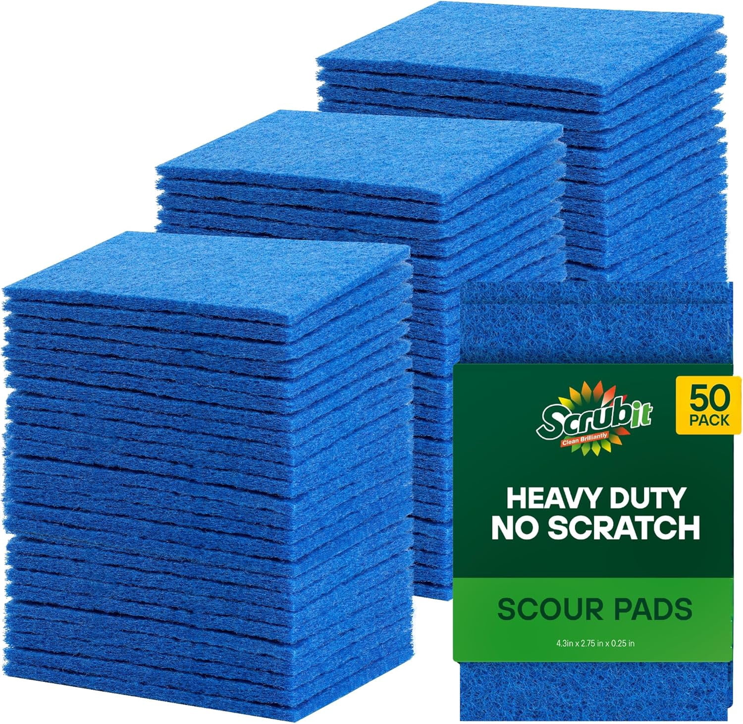 50 Pack Scouring Pad - Heavy Duty Scrub Pads for Cleaning Dishes - Non ...