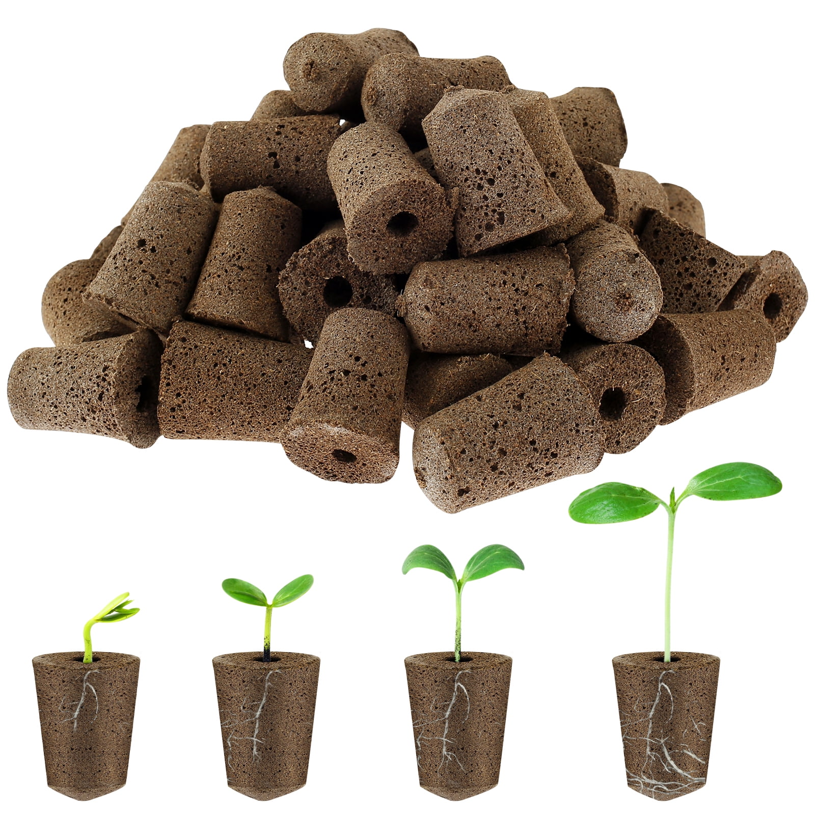 50 Pack Seed Grow Sponges Hydroponics Starter Replacement Root Growth ...