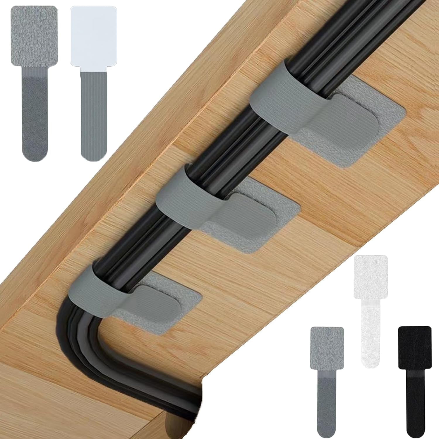 50-Pack Self-Adhesive Cable Ties, Reusable Fastening and Organizing ...