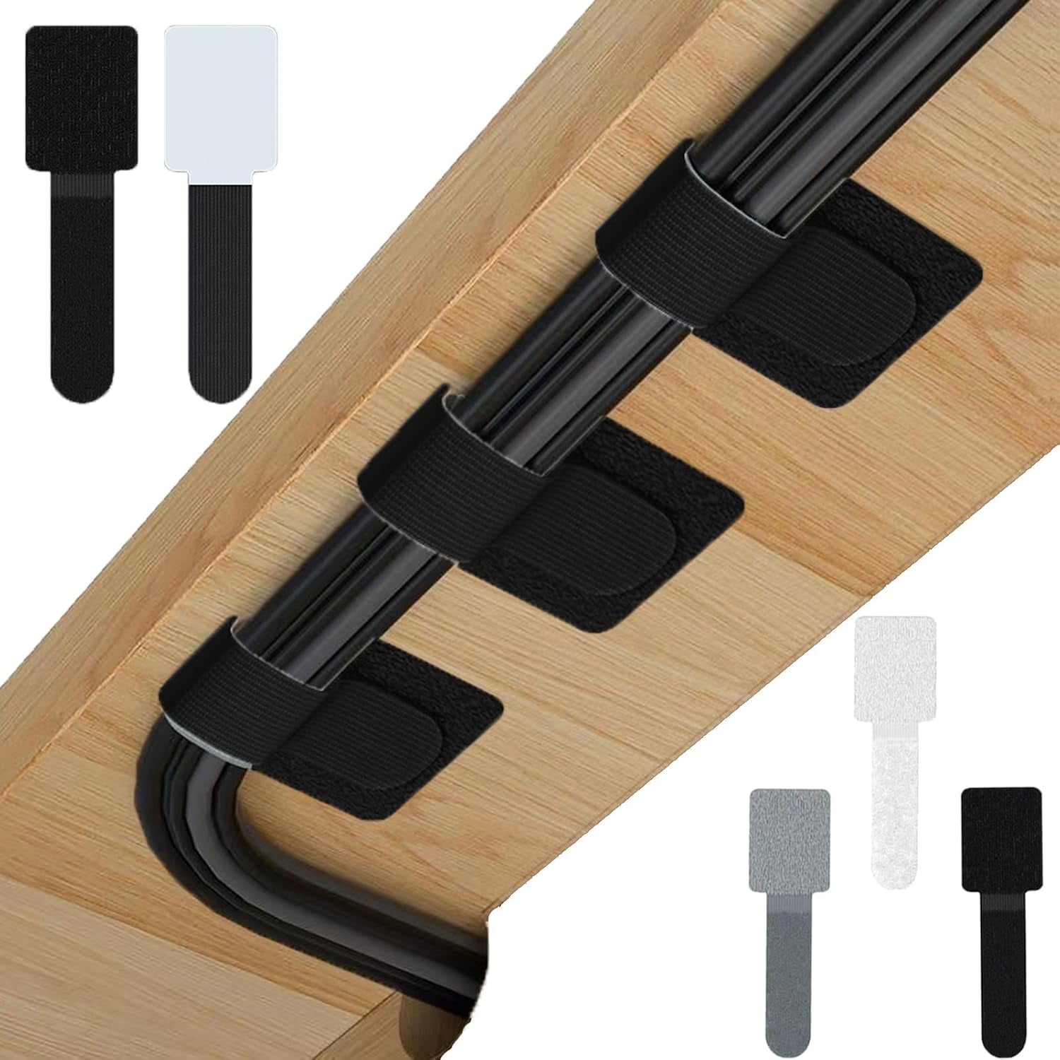 50 Pack Self Adhesive Velcro Cable Ties Reusable Fastening And
