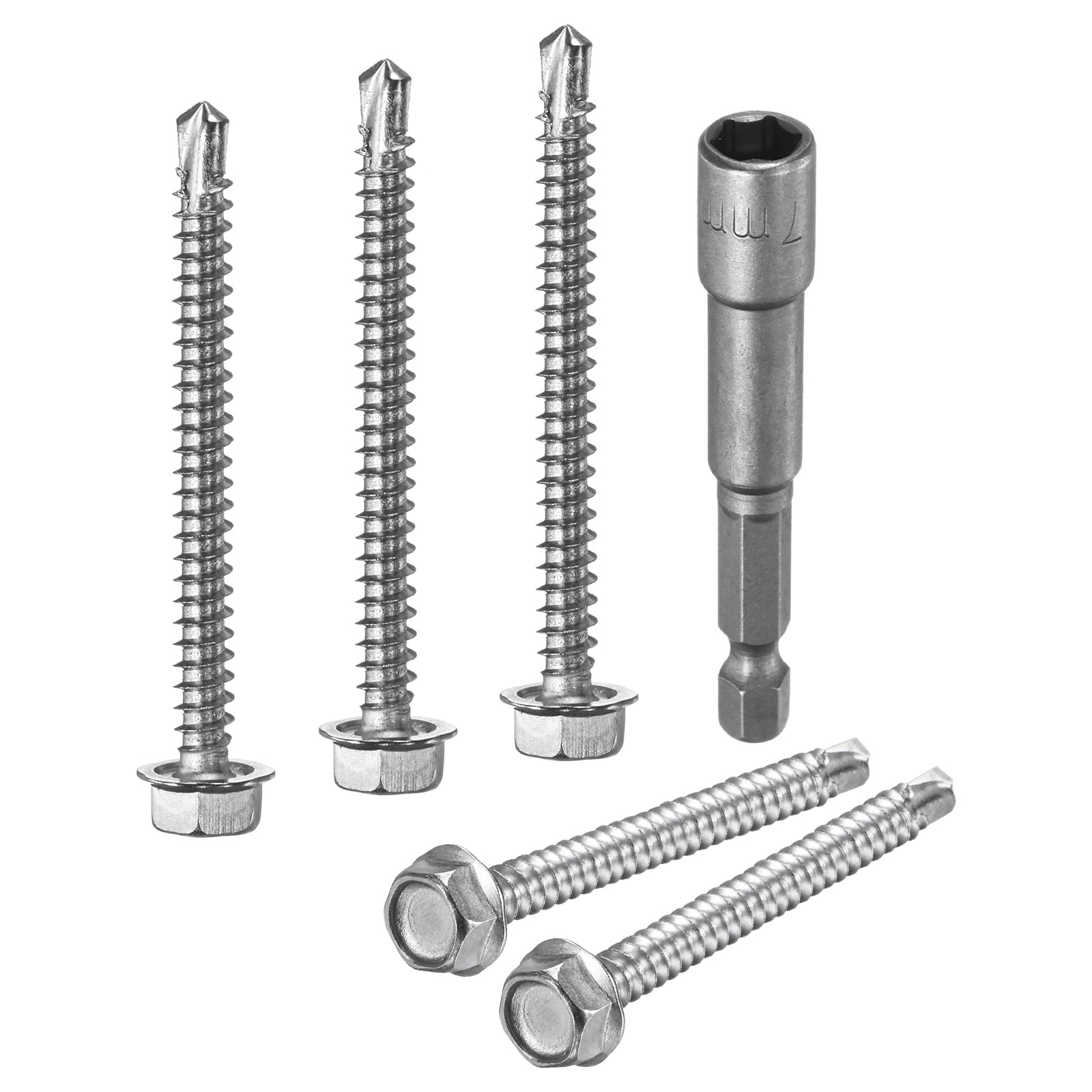 50-Pack Self-Drilling Screws for Metal, #8x1-3/4" 410 Stainless Steel ...