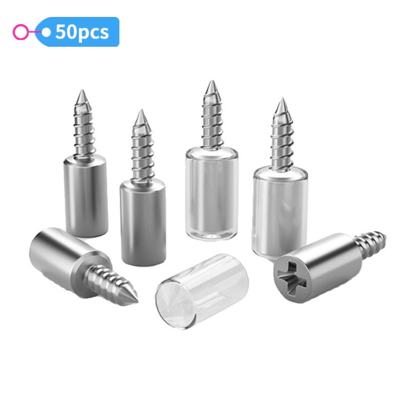50 Pack Shelf Support Pegs Self Tapping Screws Clear Sleeves Cabinet ...