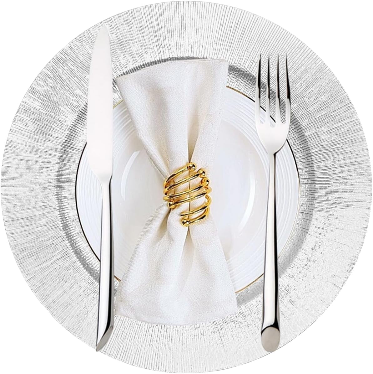 50 Pack Silver Charger Plates Bulk, 13" Reusable Serving Charger for ...