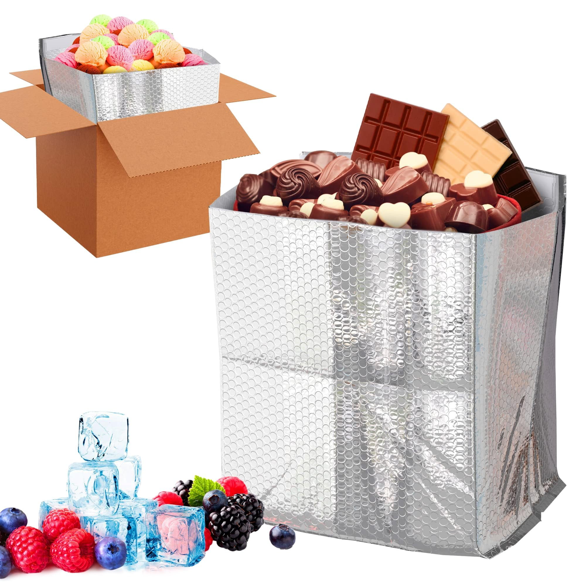 50 Pack Silver Foil Insulated Box Liners 10 x 10 x 10 inches. Shipping ...