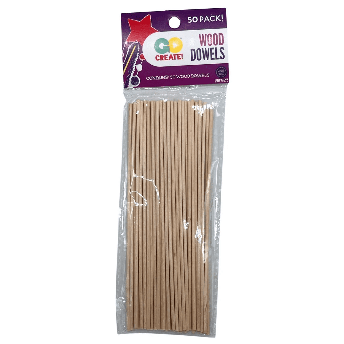 50 Pack Skinny Wood Dowels, Lightweight, Durable Craft Sticks for DIY ...
