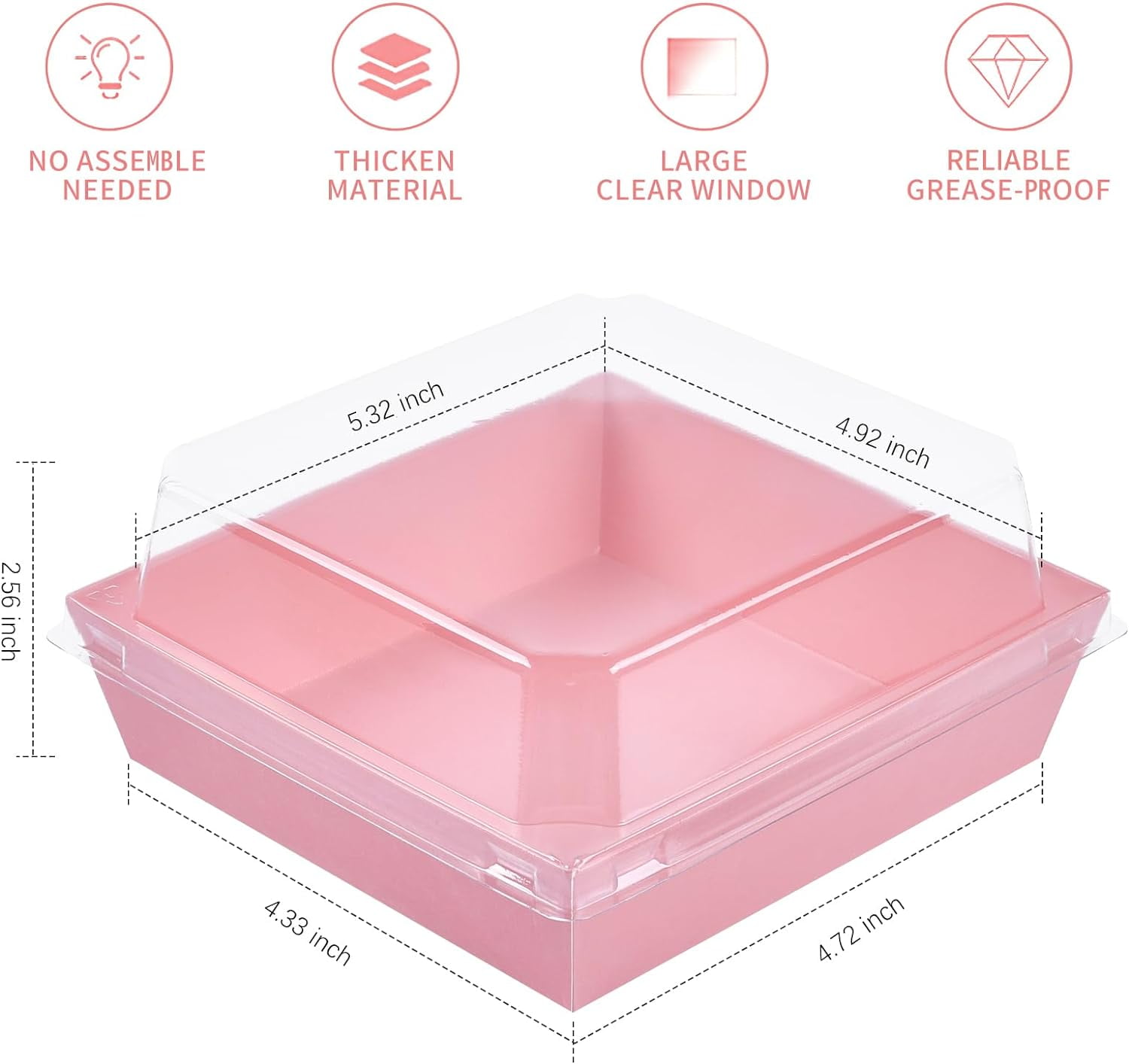 50-Pack Small 5in Pink Charcuterie Boxes with Clear Lids – Holiday Deal ...