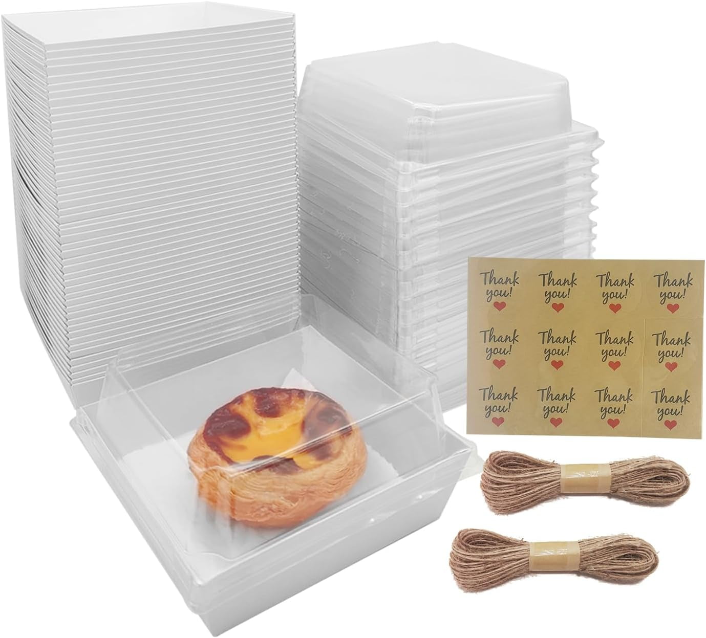 50 Pack Small Charcuterie Boxes with Clear Lids, 4 Inch Mini Cake Boxes ...