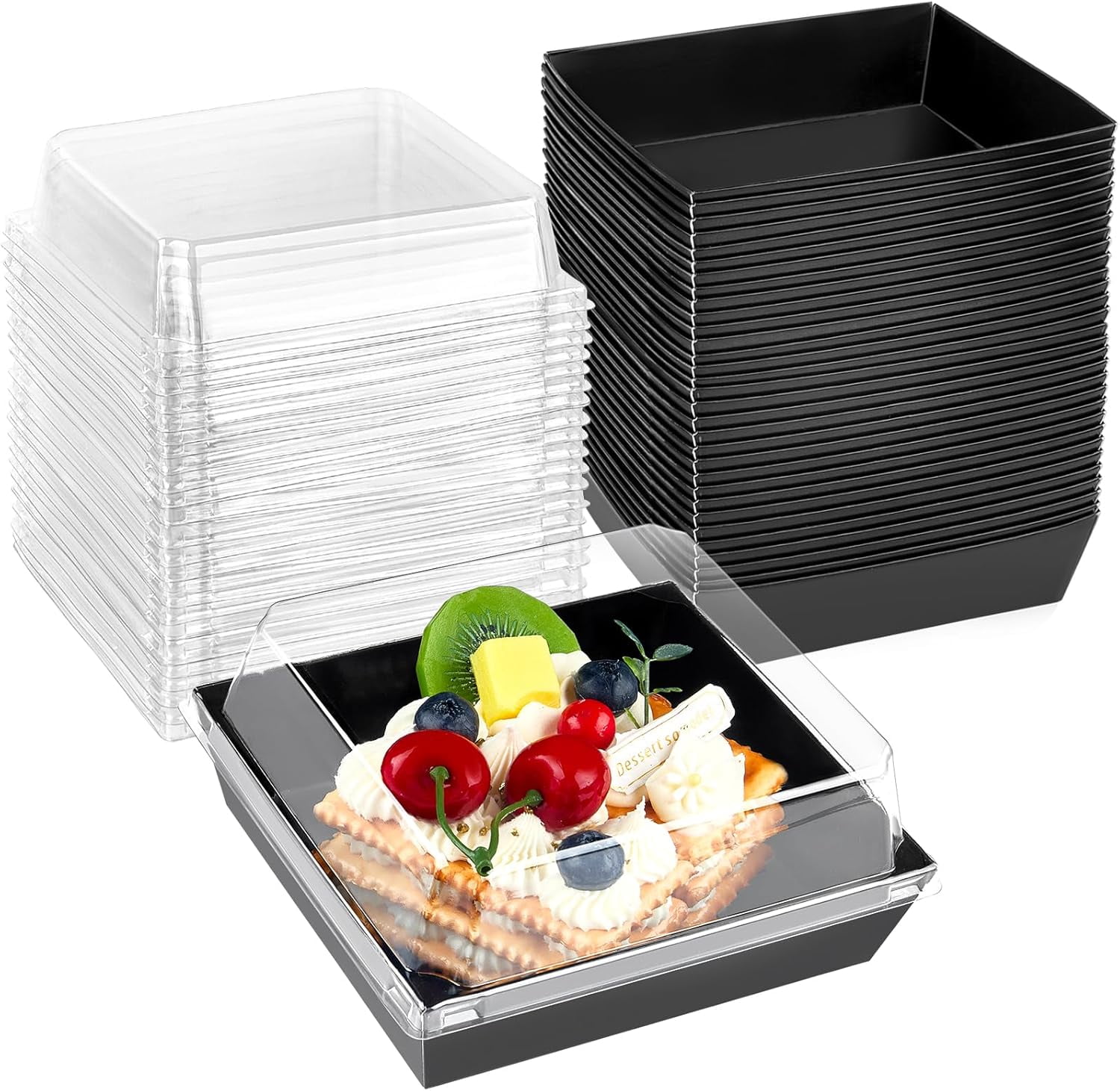 50 Pack Small Charcuterie Boxes with Clear Lids, To Go Paper Dessert ...