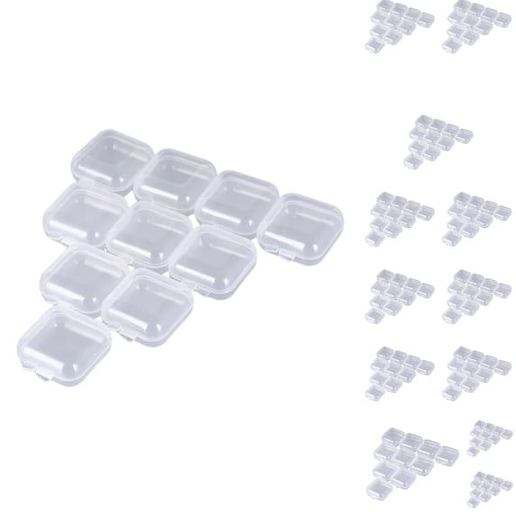 50 Pack Small Clear Plastic Beads Storage Containers Box Lid For ...