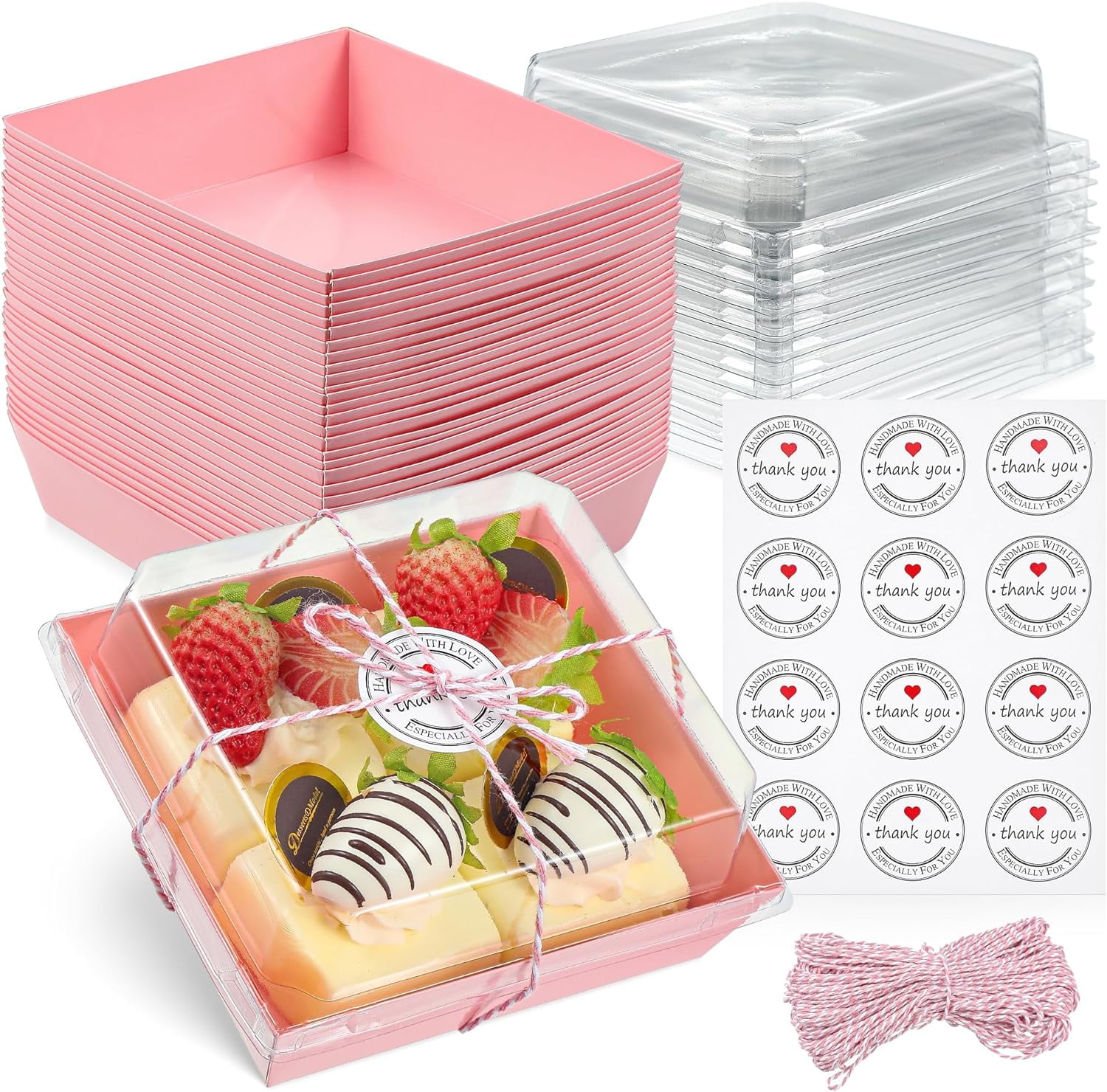 50 Pack Small Clear Treat Boxes - Dessert Boxes To Go - 5Inch ...