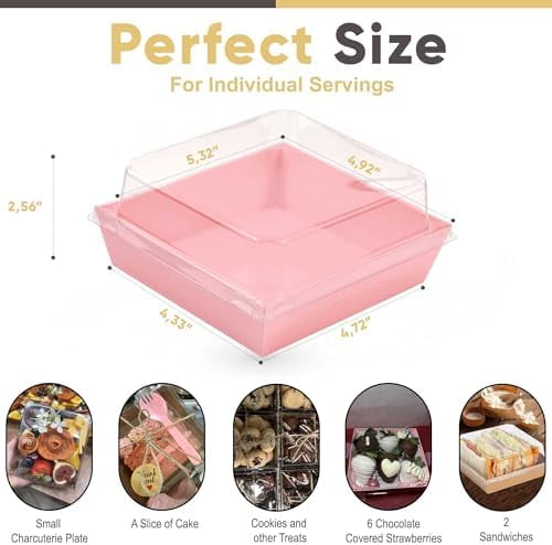 50 Pack Small Clear Treat Boxes - Dessert Boxes To Go - 5Inch ...