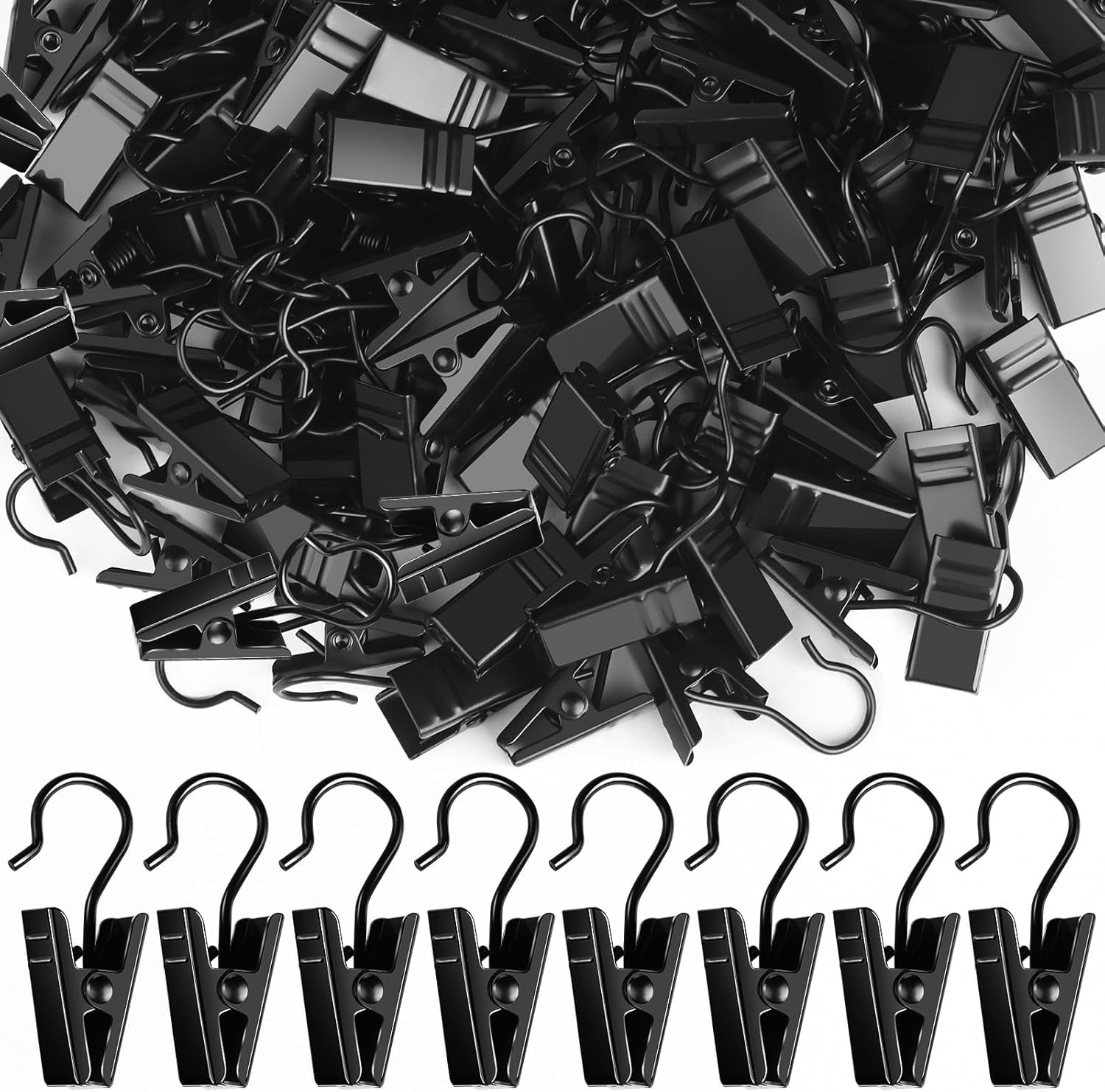 50 Pack Small Curtain Clips Curtain Hooks, Stainless Steel Clips for ...