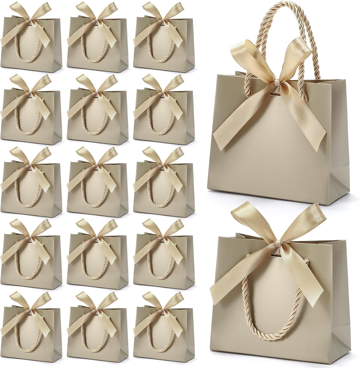 50 Pack Small Gift Bags with Handles,Champagne Mini Bag,5.5x 2.5x4.7 ...
