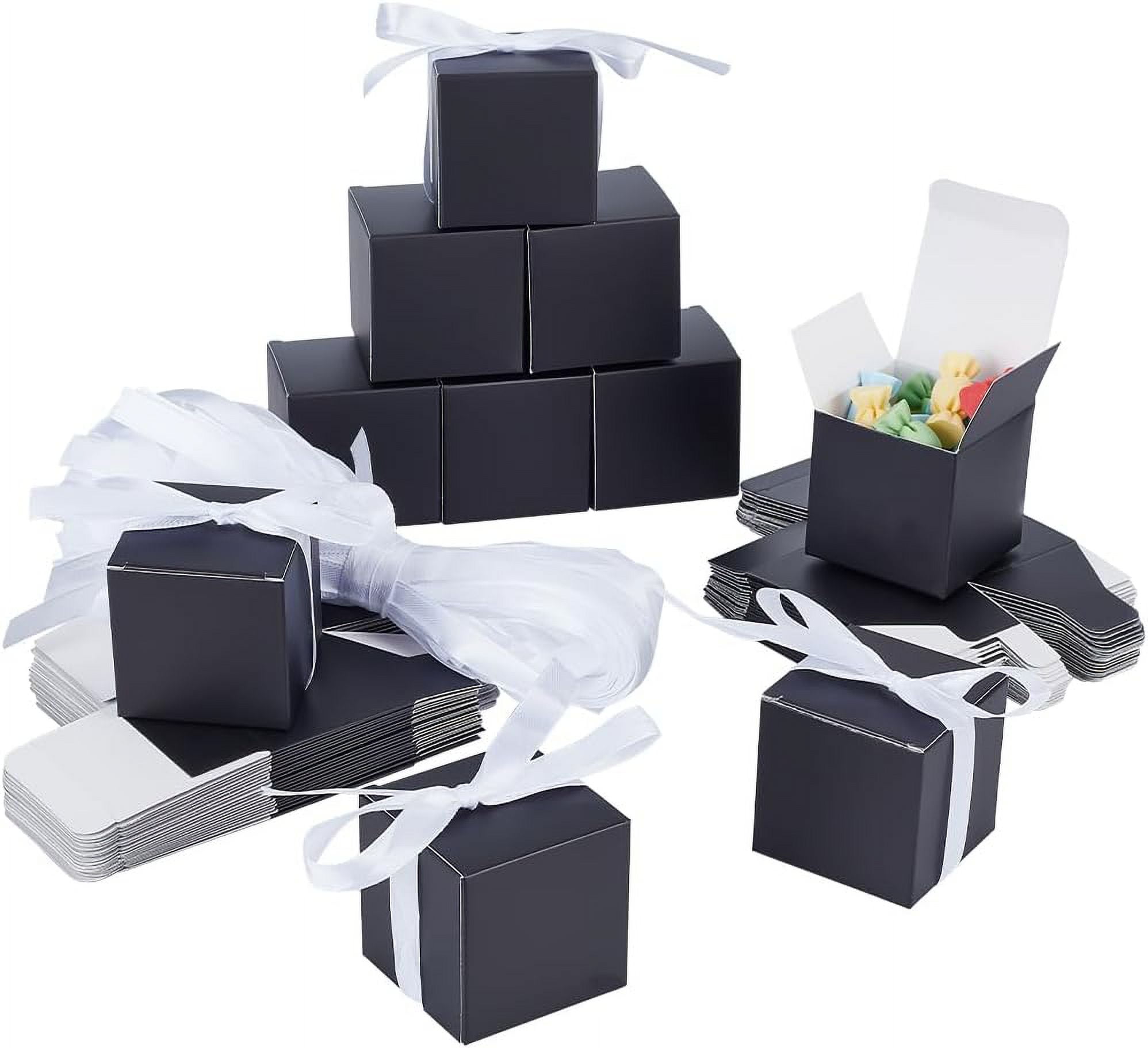 50 Pack Small Gift Box 2x2x2 inch Black Kraft Paper Boxes Gift ...