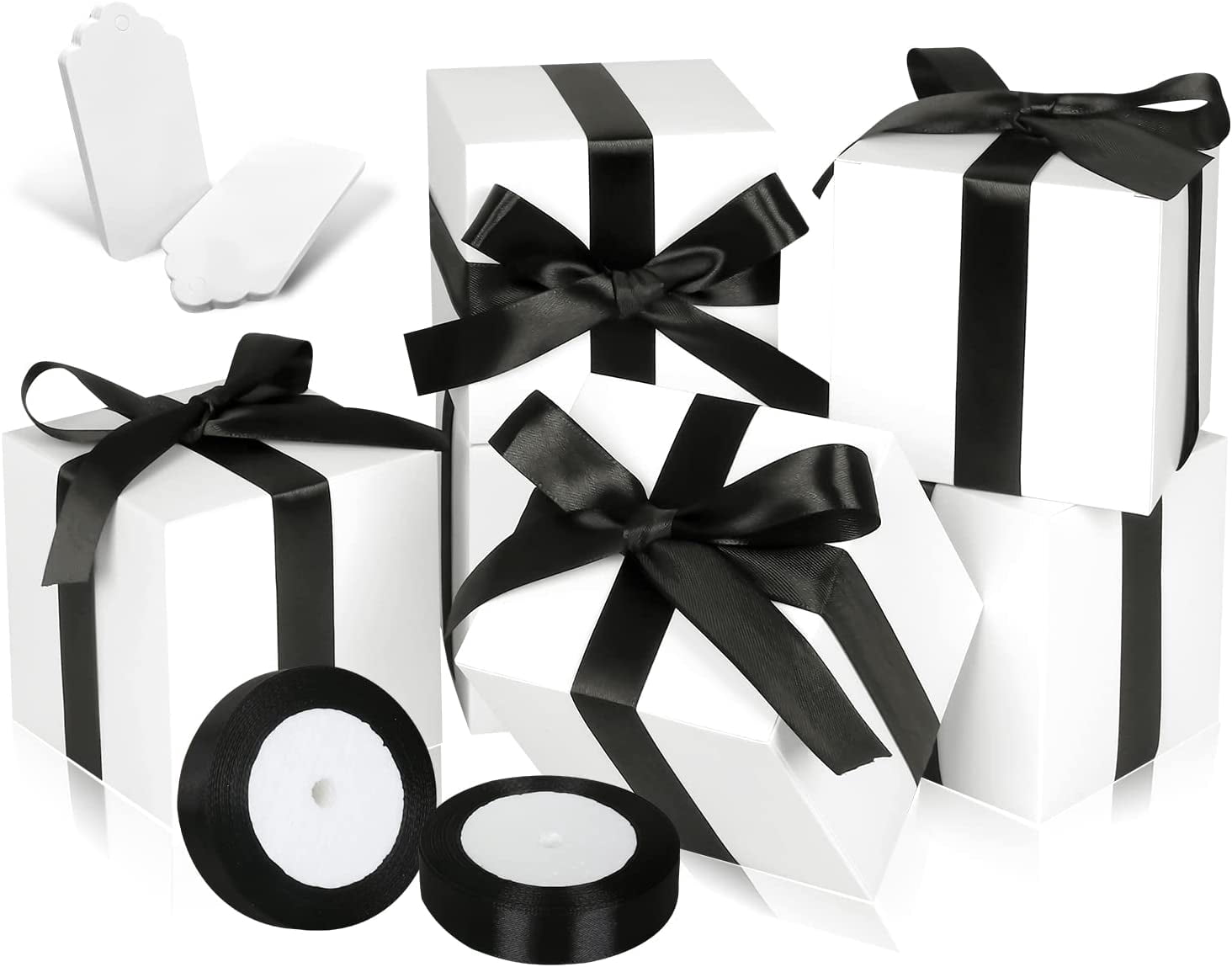50 Pack Small Gift Boxes, 2x2x2 Favor Boxes White Paper Gift Boxes with ...