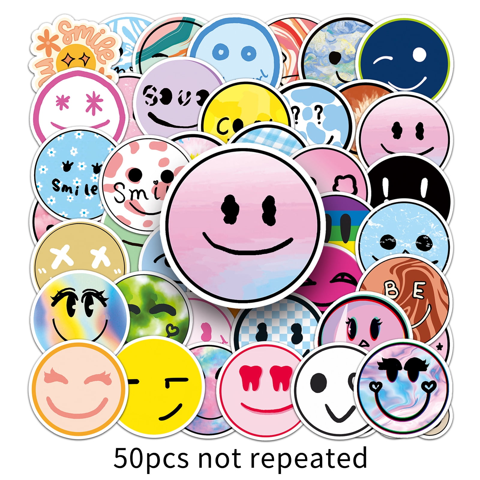 50-Pack Smiley Face Graffiti Stickers - Cute and Fresh Waterproof ...
