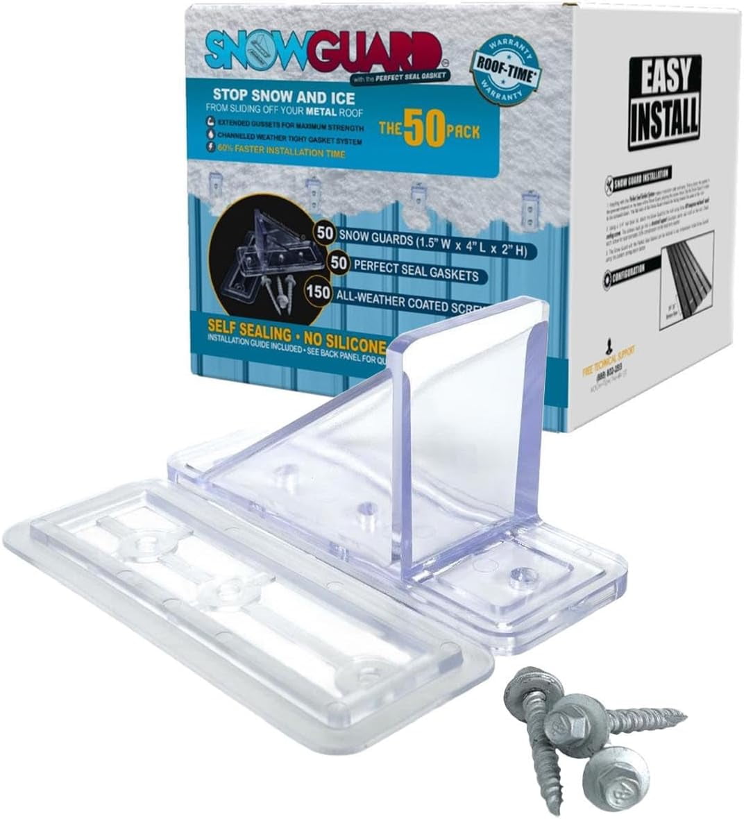 50 Pack Snow Guards with Perfect Seal Gaskets & Screws Stop Snow from ...
