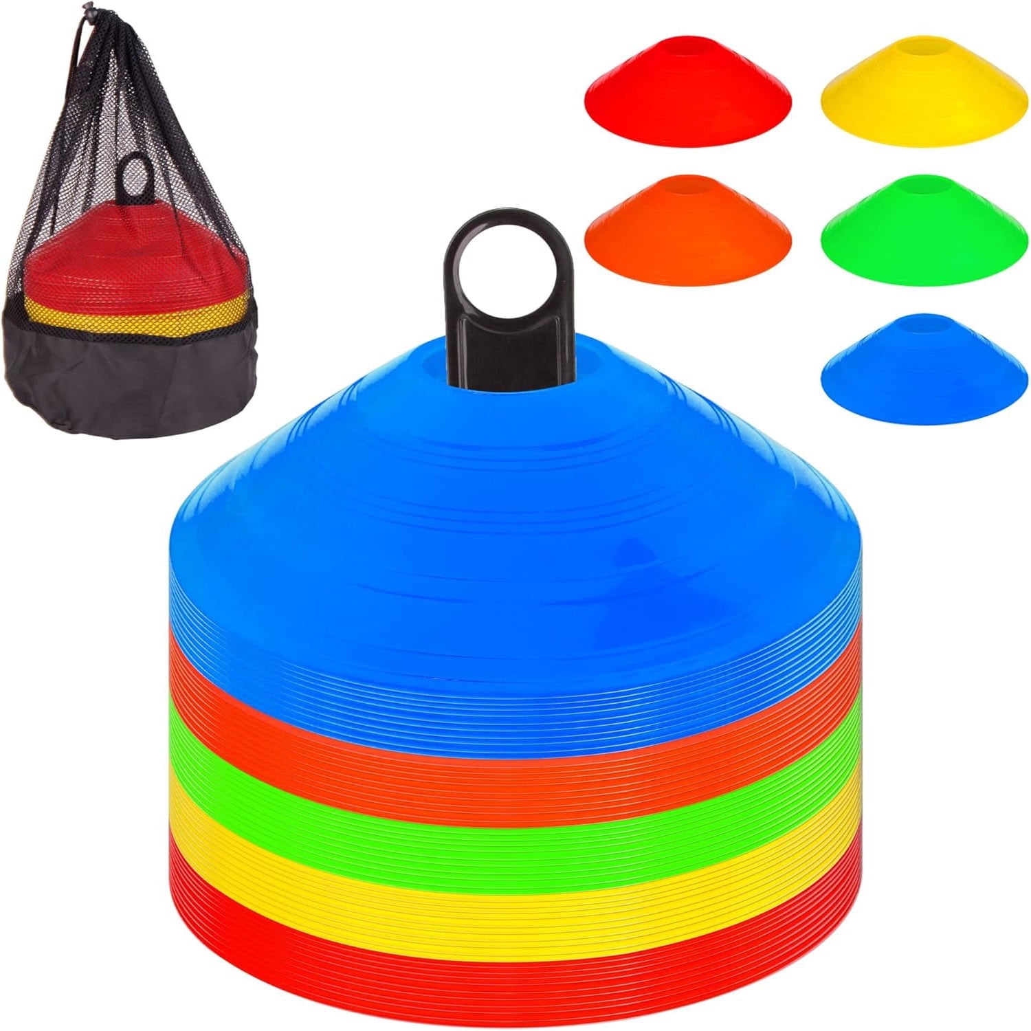 50-Pack Soccer Training Cones with Carry Bag & Holder – Agility Disc ...