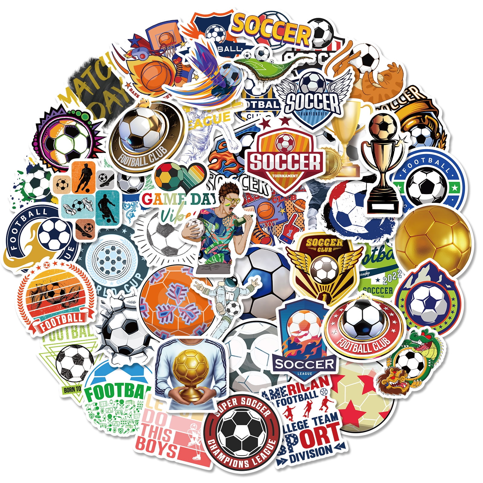 50-Pack Soccer Trophy Stickers - World Cup, UEFA European Championship ...
