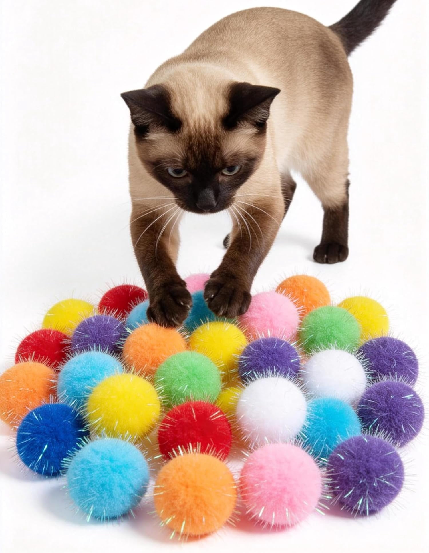 50-Pack Soft Balls - Fun Playtime & Exercise for Cats (1.5 in, 50 Balls ...