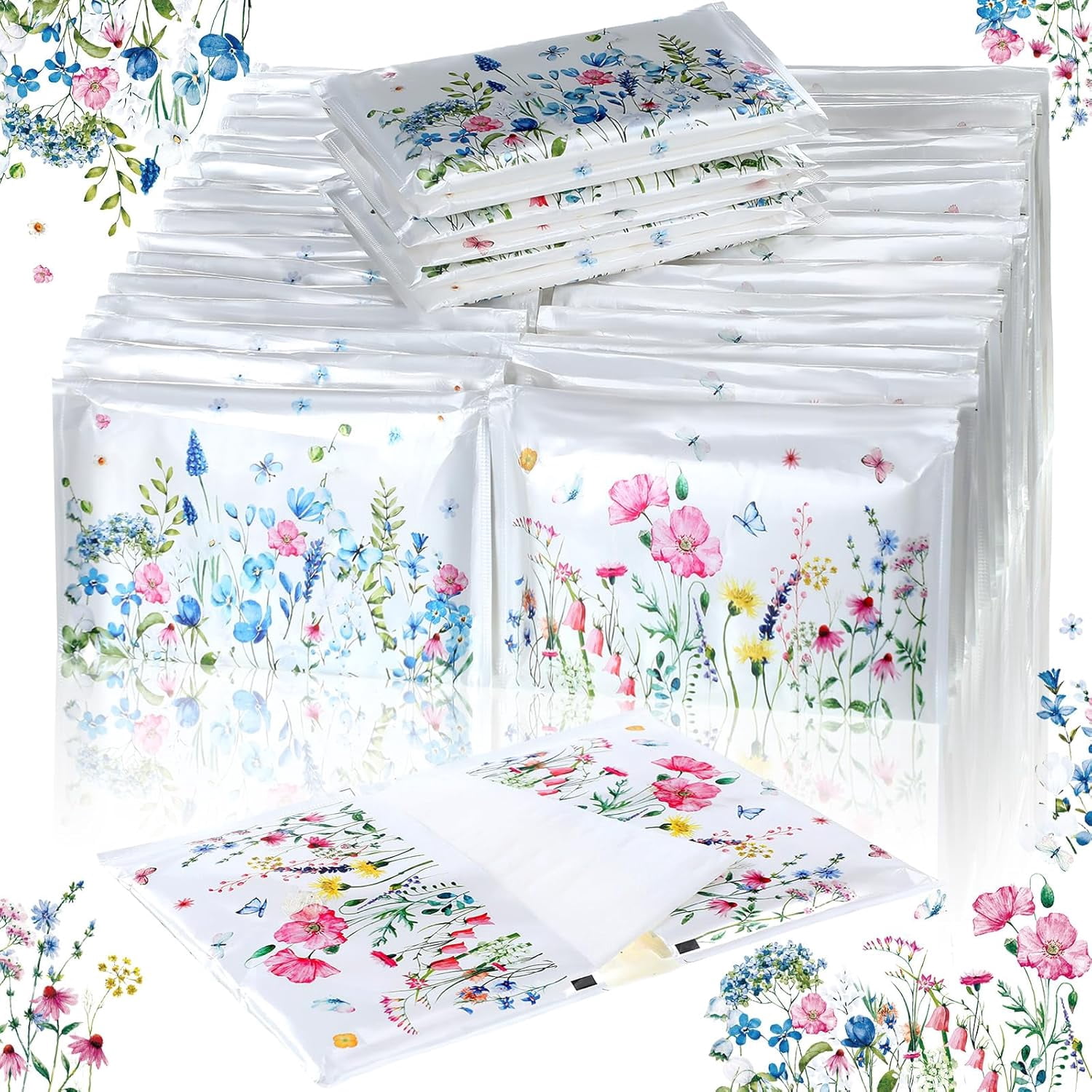 50 Pack Spring Floral Pocket Tissues Individual Packs Wildflower Wallet ...