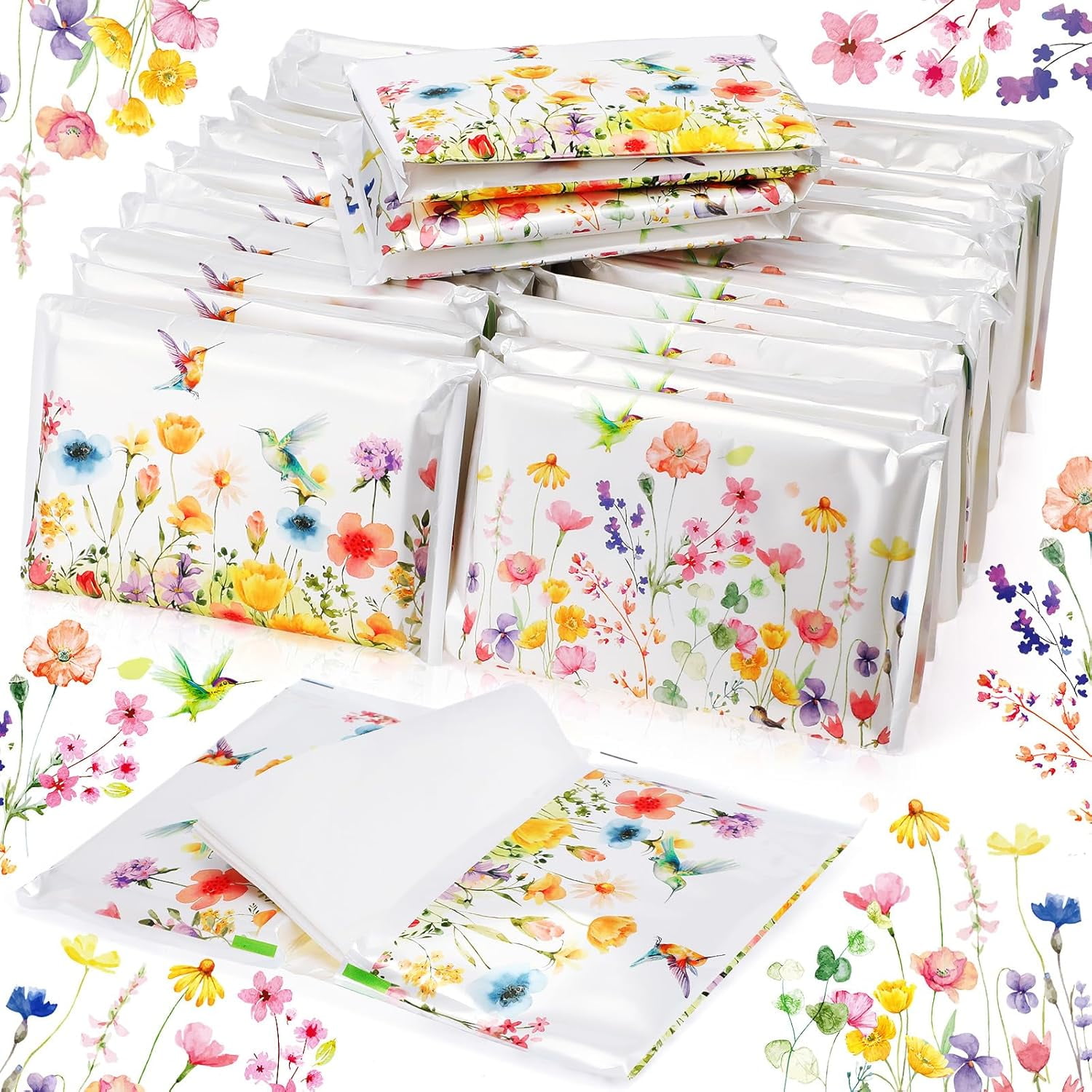 50 Pack Spring Flower Pocket Tissues Individual Packs Tulips Floral ...