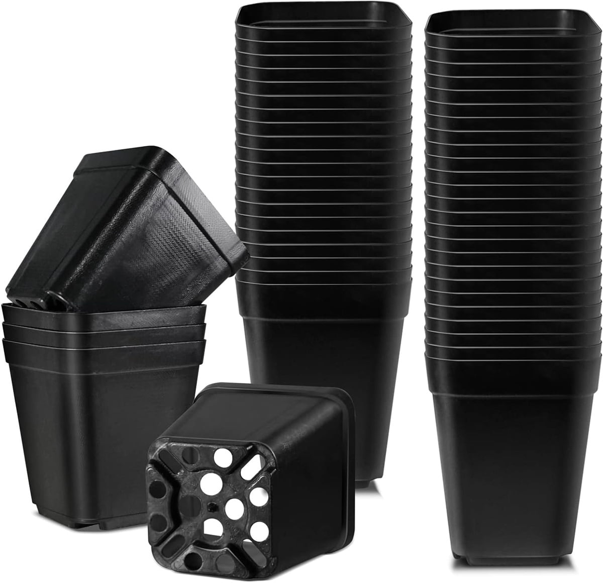 50 Pack Square Seedling Pots,Plastic Flower Plant Nursery Pots for ...