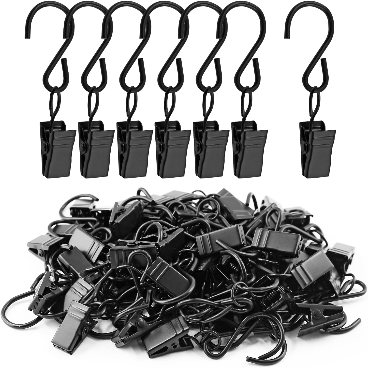 50 Pack Stainless Steel S Hanging Hooks with Clips, 2.4 Inch Long ...