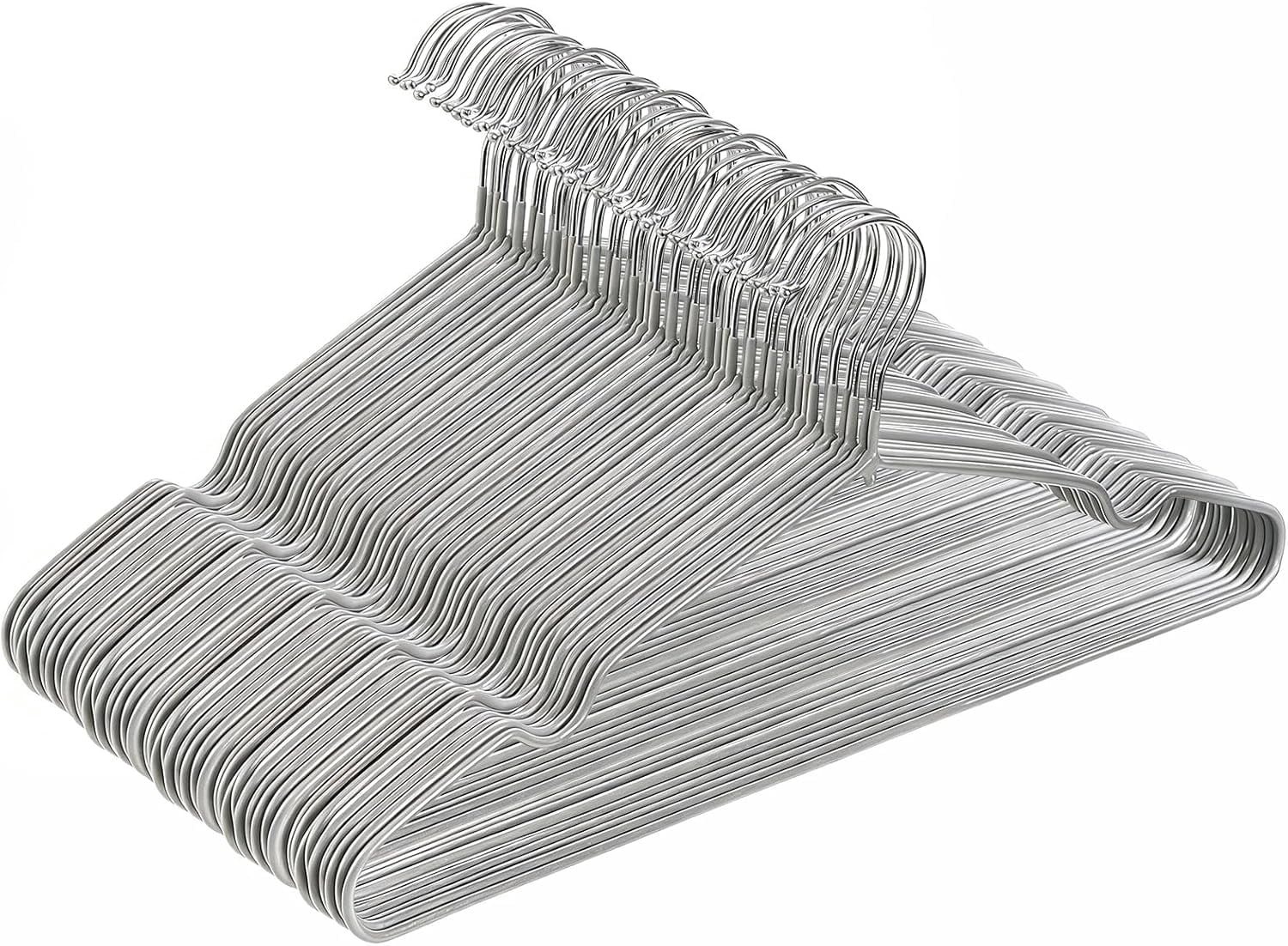 50 Pack Stainless Steel Wire Metal Hangers, 16-Inch Non-Slip Hanger ...