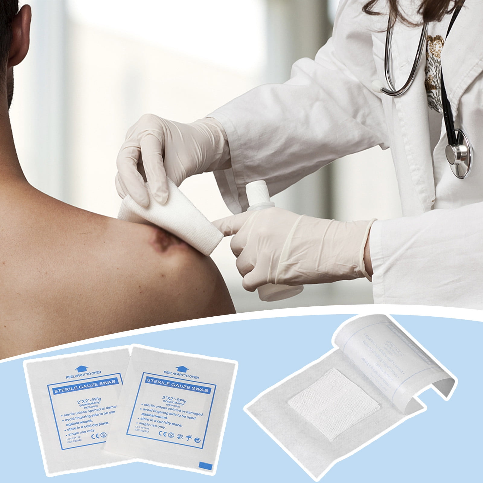 50-Pack Sterile Gauze Pads 5x5cm - Premium Medical Grade Cotton Wound ...