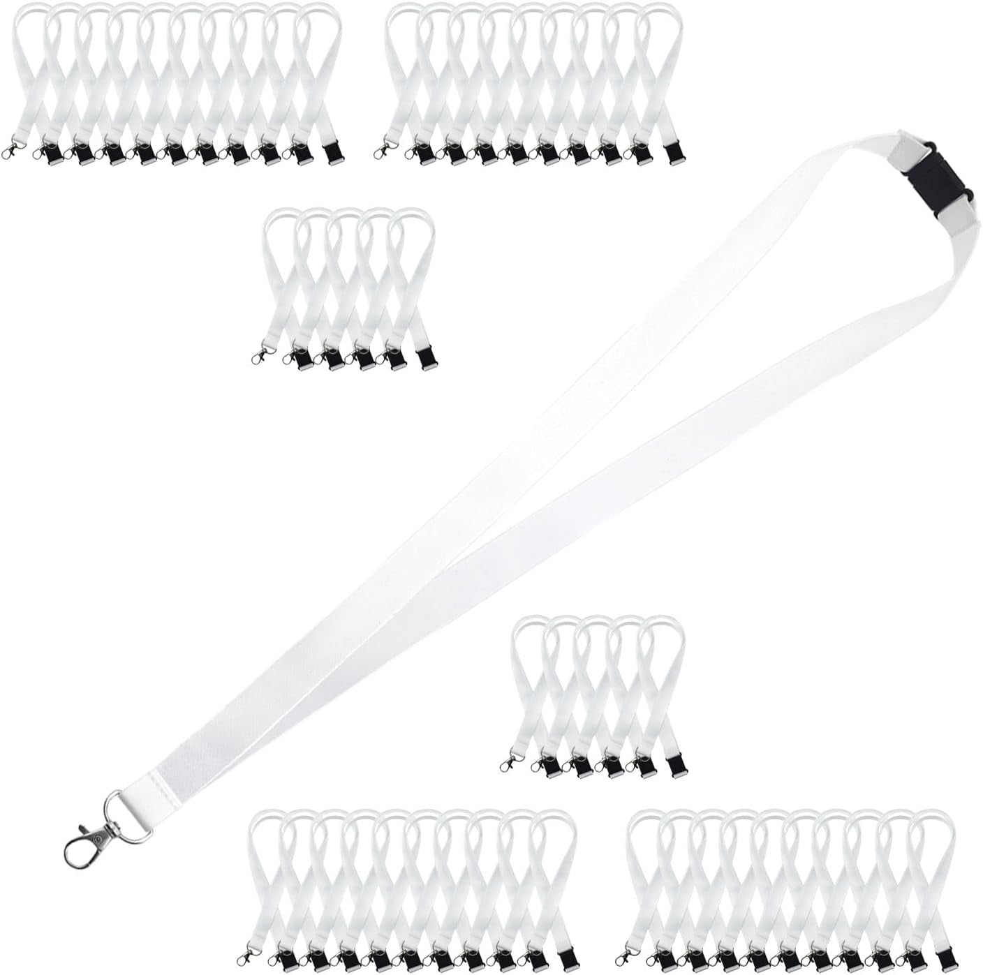 50 Pack Sublimation Lanyards Blank Bulk White Sublimation Lanyards with ...