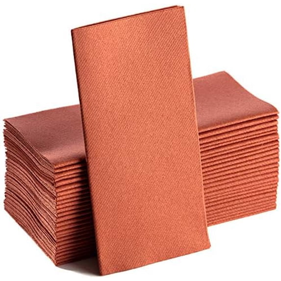 50 Pack - Terracotta Napkins | Linen Feel Guest Disposable Cloth Like ...
