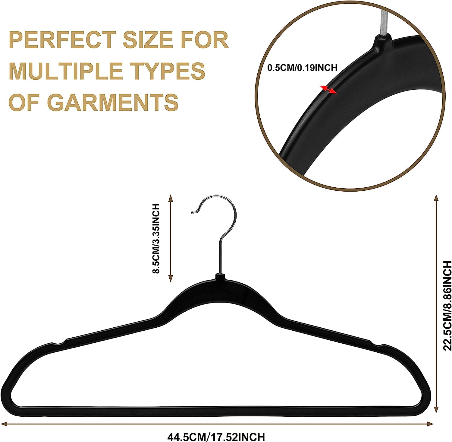 50-Pack Thin Plastic Hangers, Non-Velvet Non-Flocked Space-Saving ...