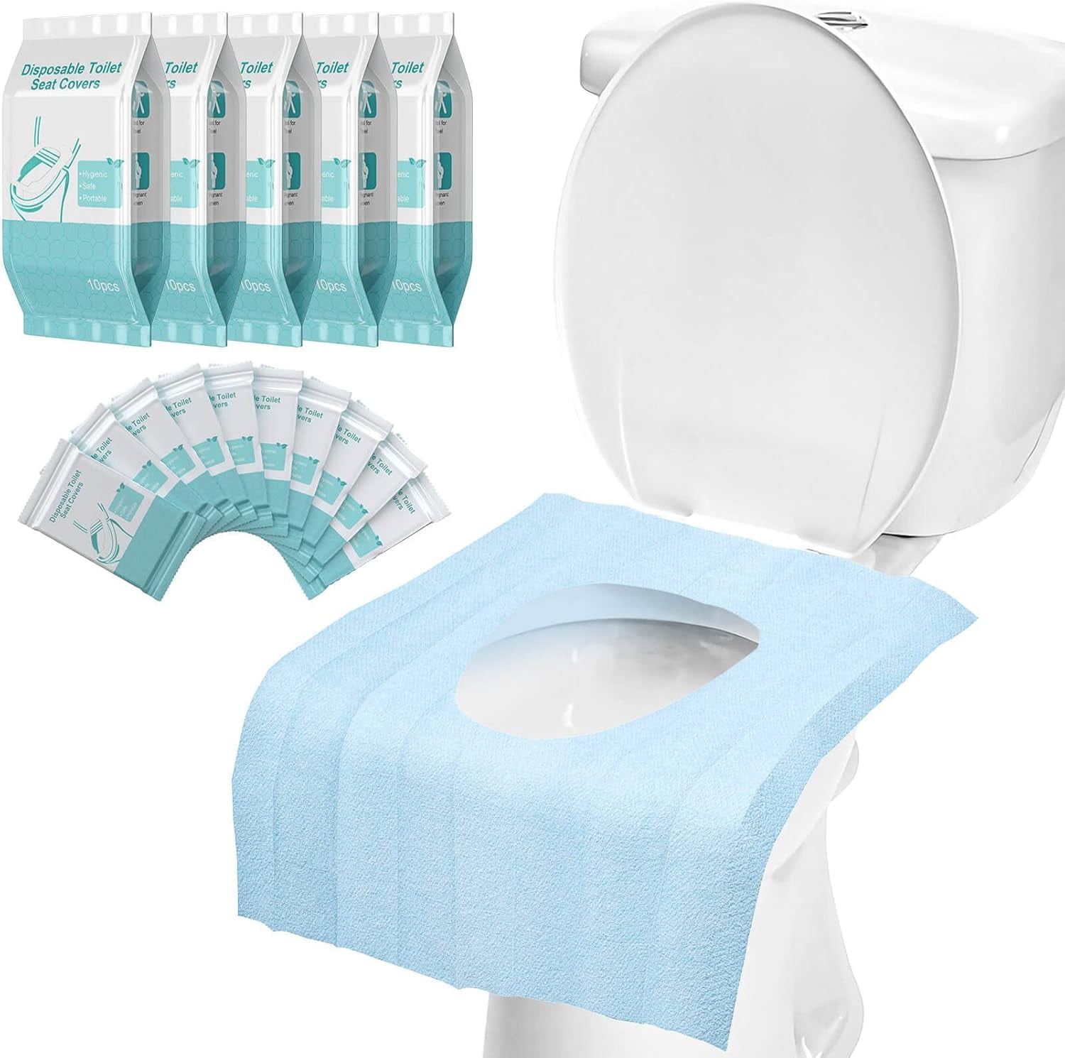 50 Pack Toilet Seat Covers Disposable - Waterproof 16X24 Inch Extra ...