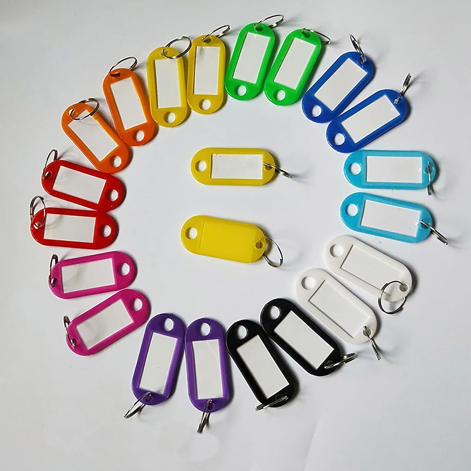 50 Pack Tough Plastic Key Tags Assorted Colors Key Ring Labels with ...