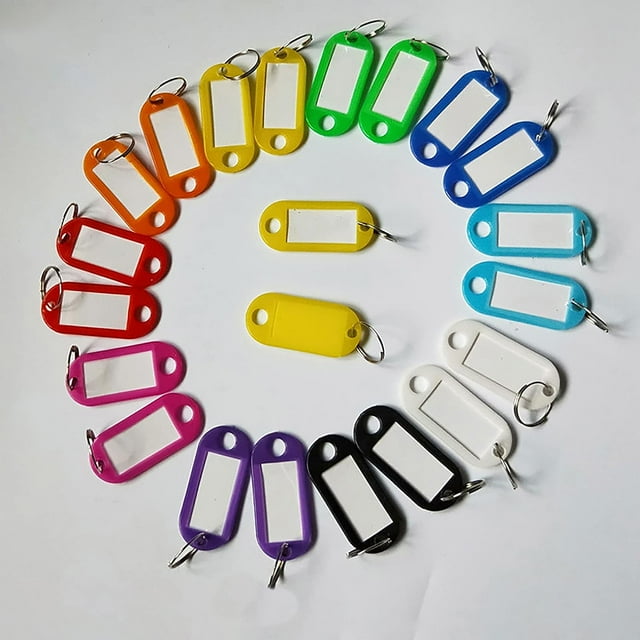 50 Pack Tough Plastic Key Tags Assorted Colors Key Ring Labels with ...