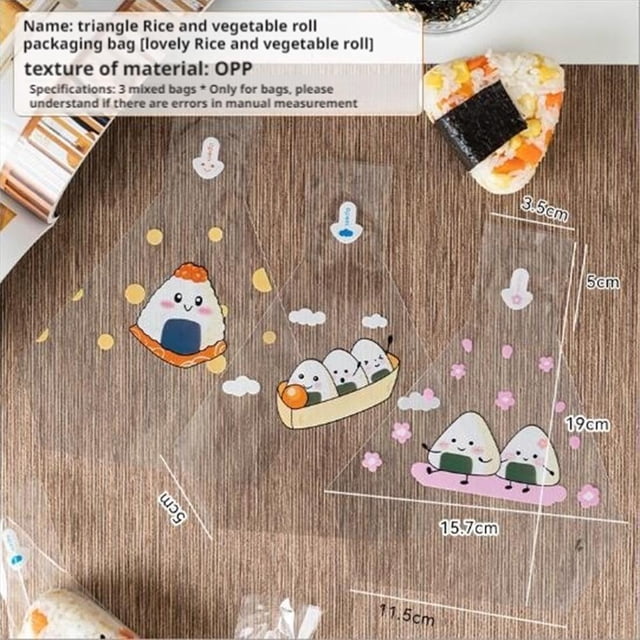 50-Pack Triangle Onigiri Wrappers - Food Grade OPP Plastic Rice Ball ...