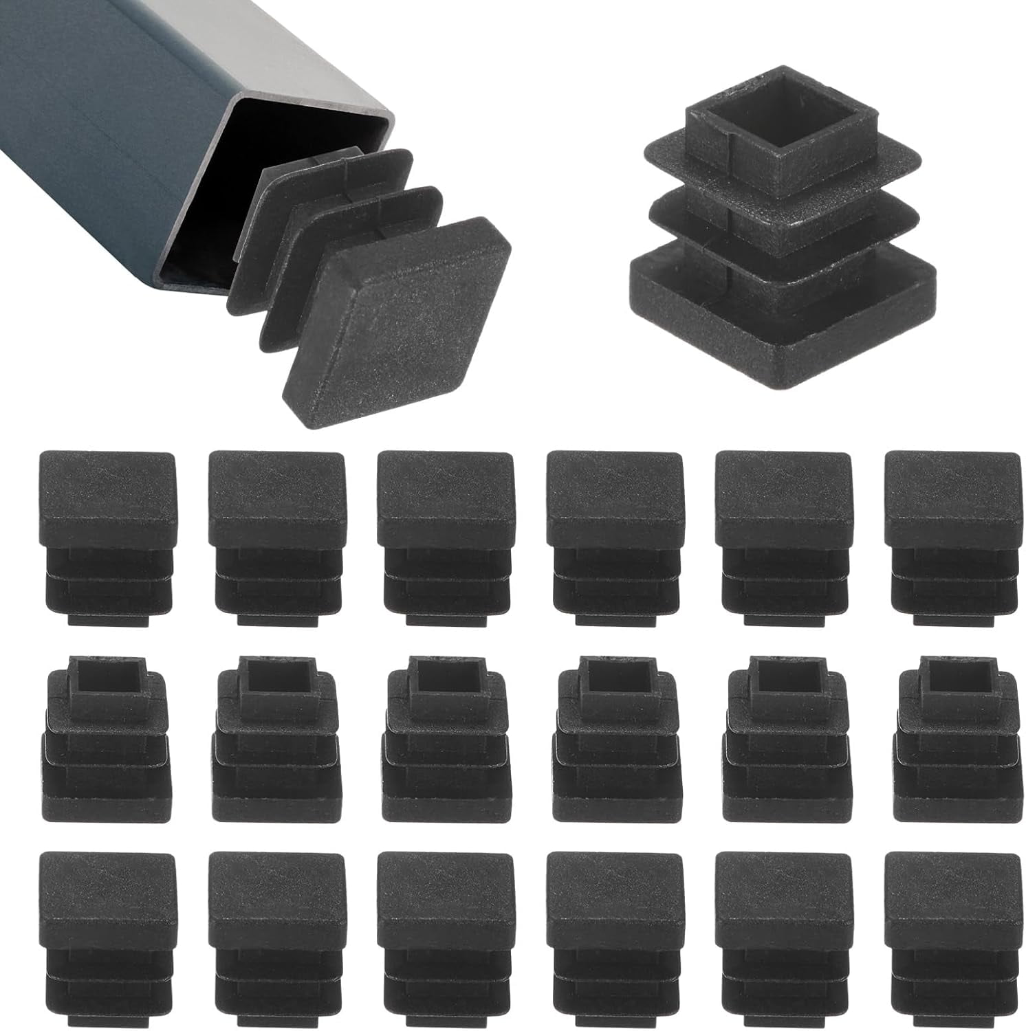 50-Pack Tubing End Caps, 1/2 x Inch Plastic Square Hole Plugs Inserts ...