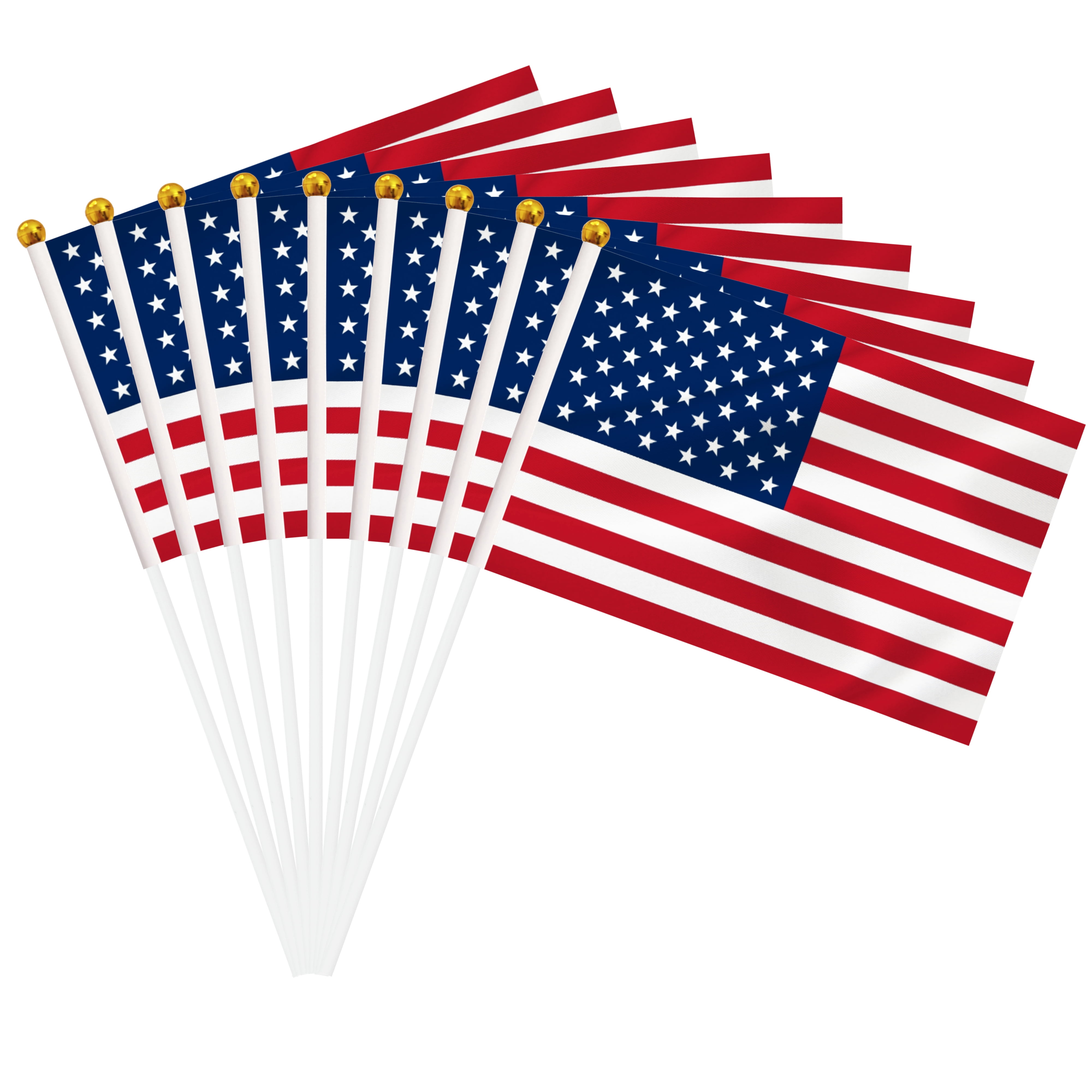 50 Pack USA Hand Held Mini Stick Flags, American Small Miniature Stick ...