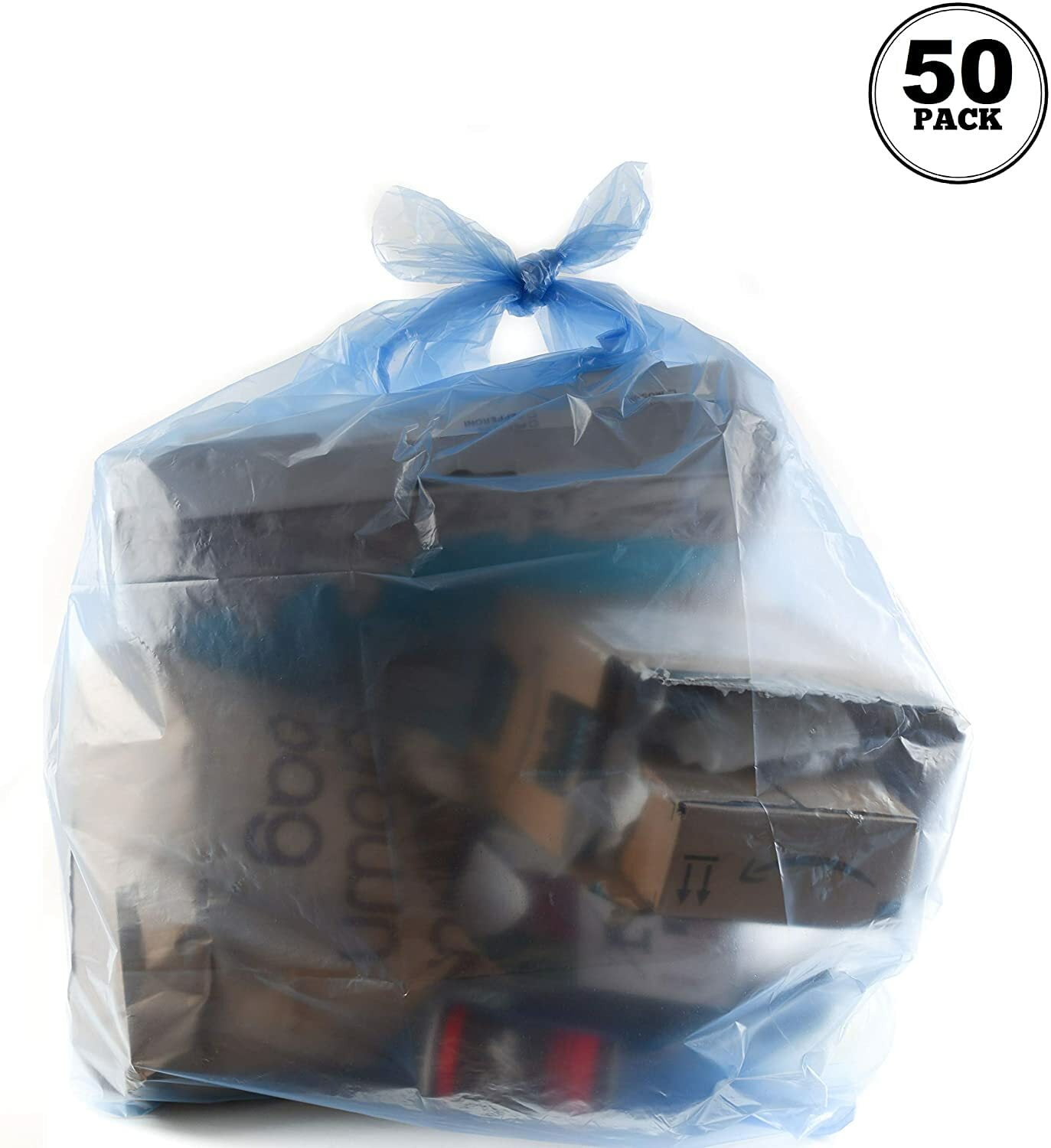 [ 50 Pack ] Ultra-Durable 46 Gallon Heavy Duty Blue Recycling Trash ...