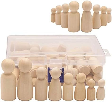50 Pack Unfinished Wooden Peg Dolls & Figures - Assorted Shapes & Sizes ...
