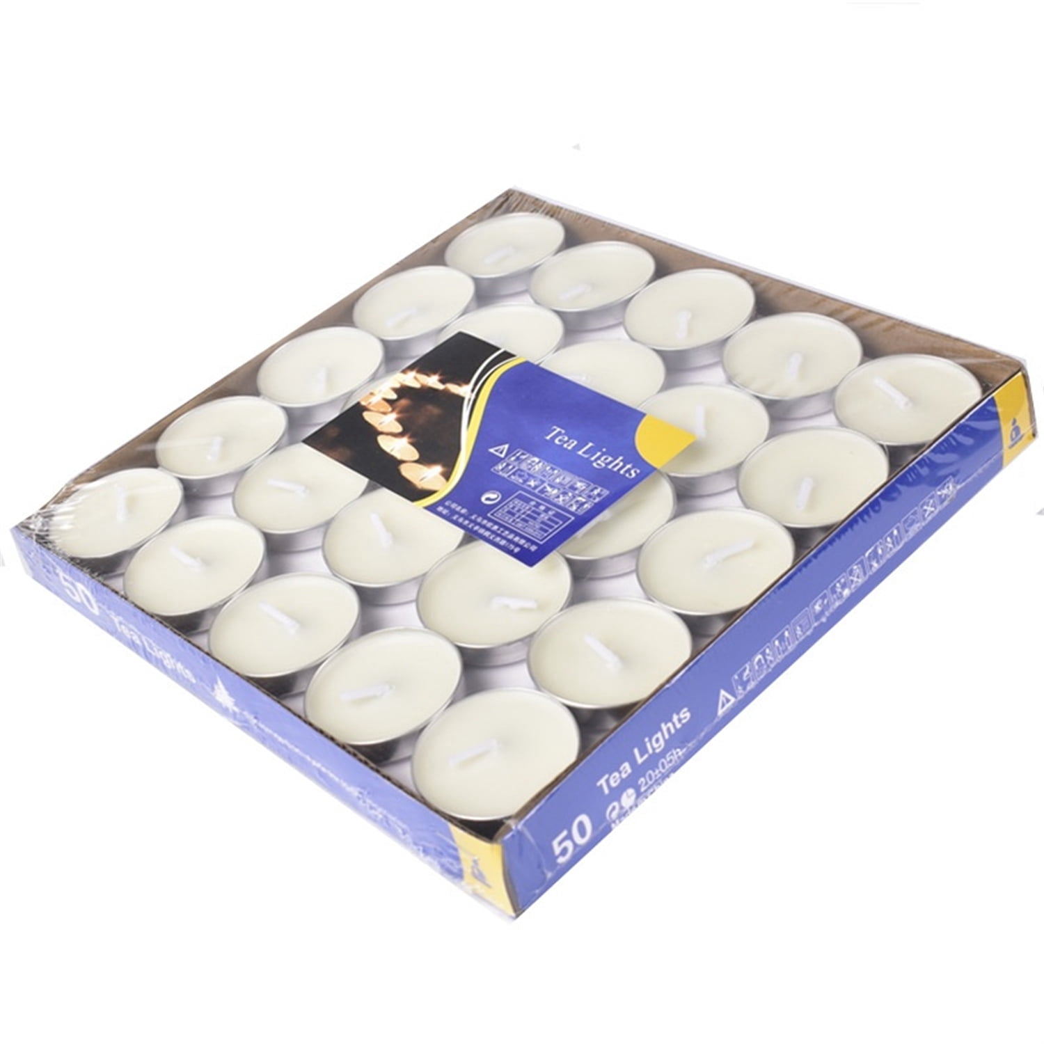 50 Pack Unscented Tea Lights Candles,2 Hour White Smokeless Tealight ...