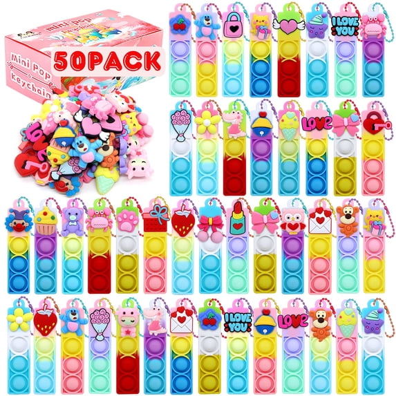 50 Pack Valentines Day Gifts for Kids,Valentines Mini Pop Keychain Toys ...