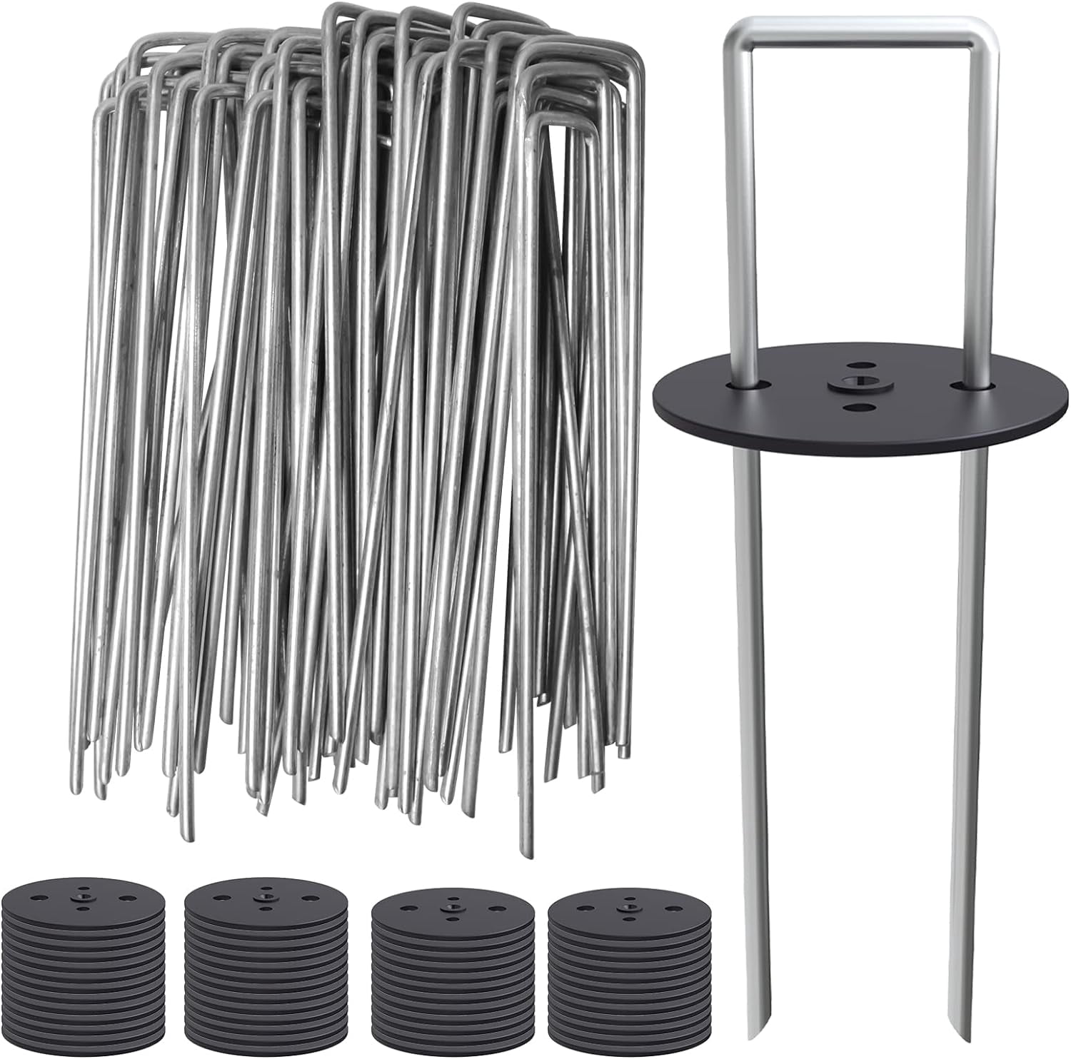 50 Pack Vapor Barrier Stakes with Landscape Staples Gasket Caps, 6 Inch ...