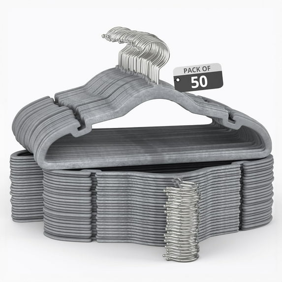 50 Pack Velvet Hanger for Shirt Pants Dresses Skirts Suits Jackets ...