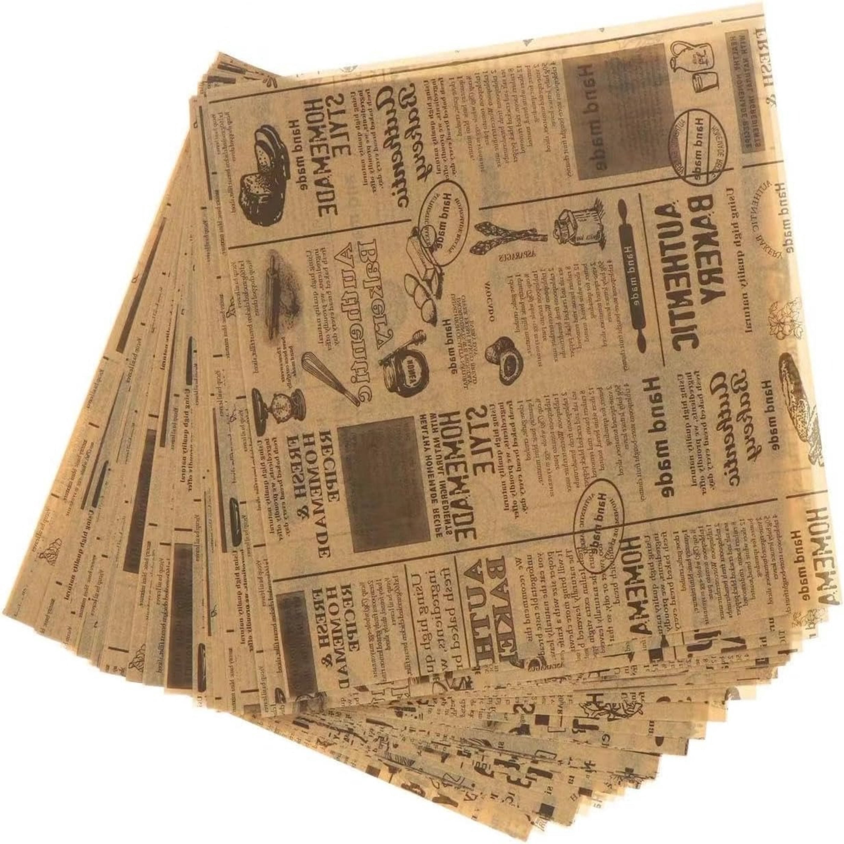 50 Count Newspaper Food Wrap, Paper Liner, 15" x 11", Brown - Walmart.com