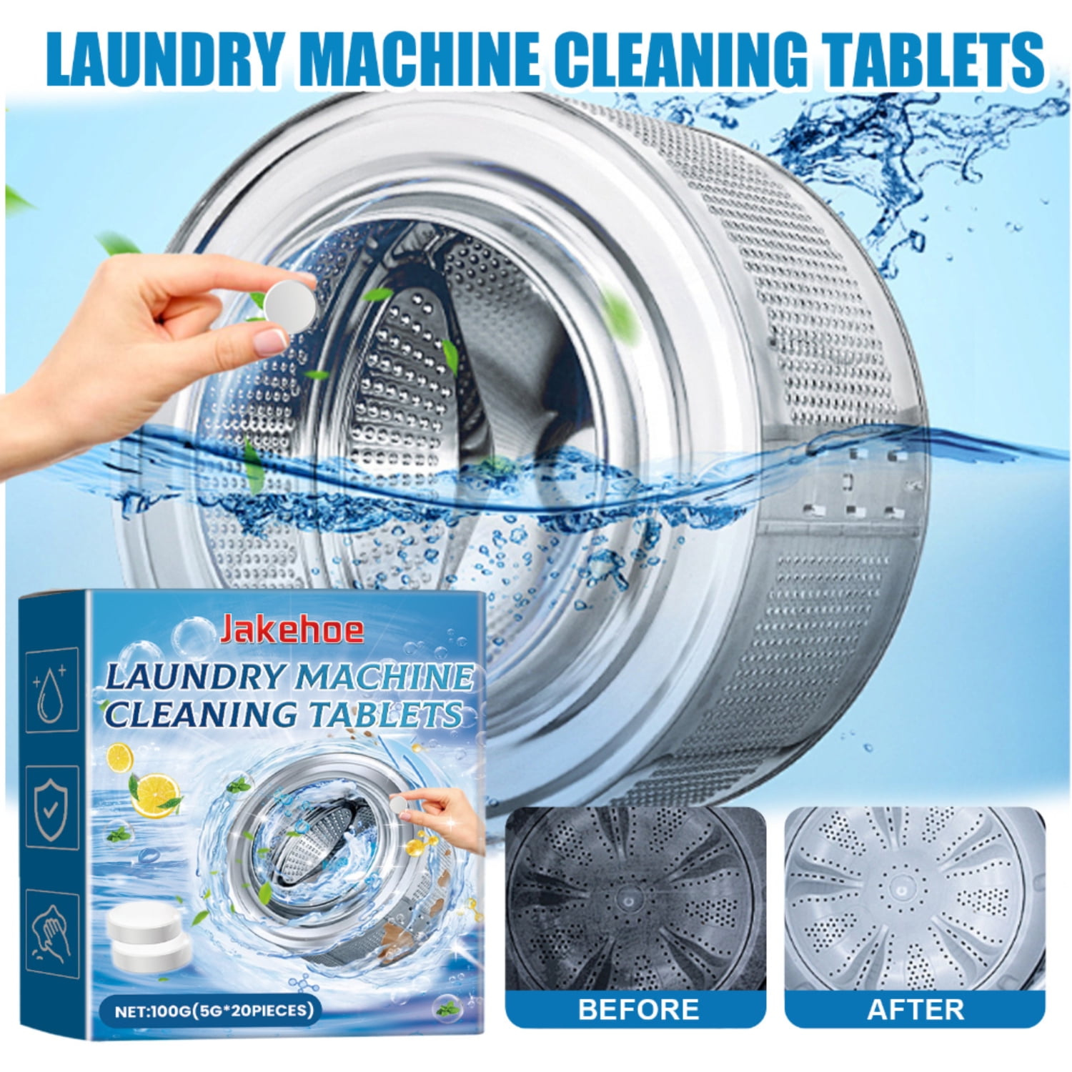 50-Pack Washing Machine Cleaner Tablets Effervescent Deep Clean & Odor ...