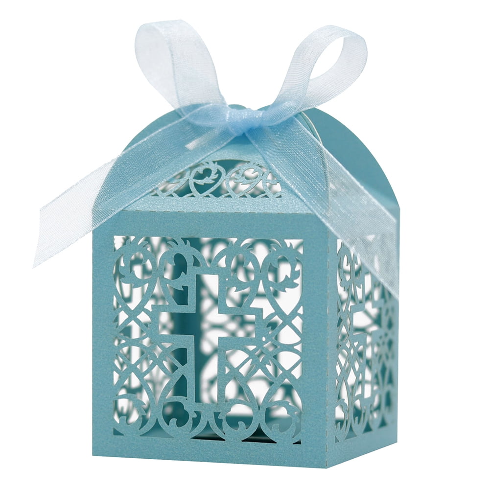 50 Pack Wedding Favor Boxes Hollow Cross Design Wedding Candy Boxes ...