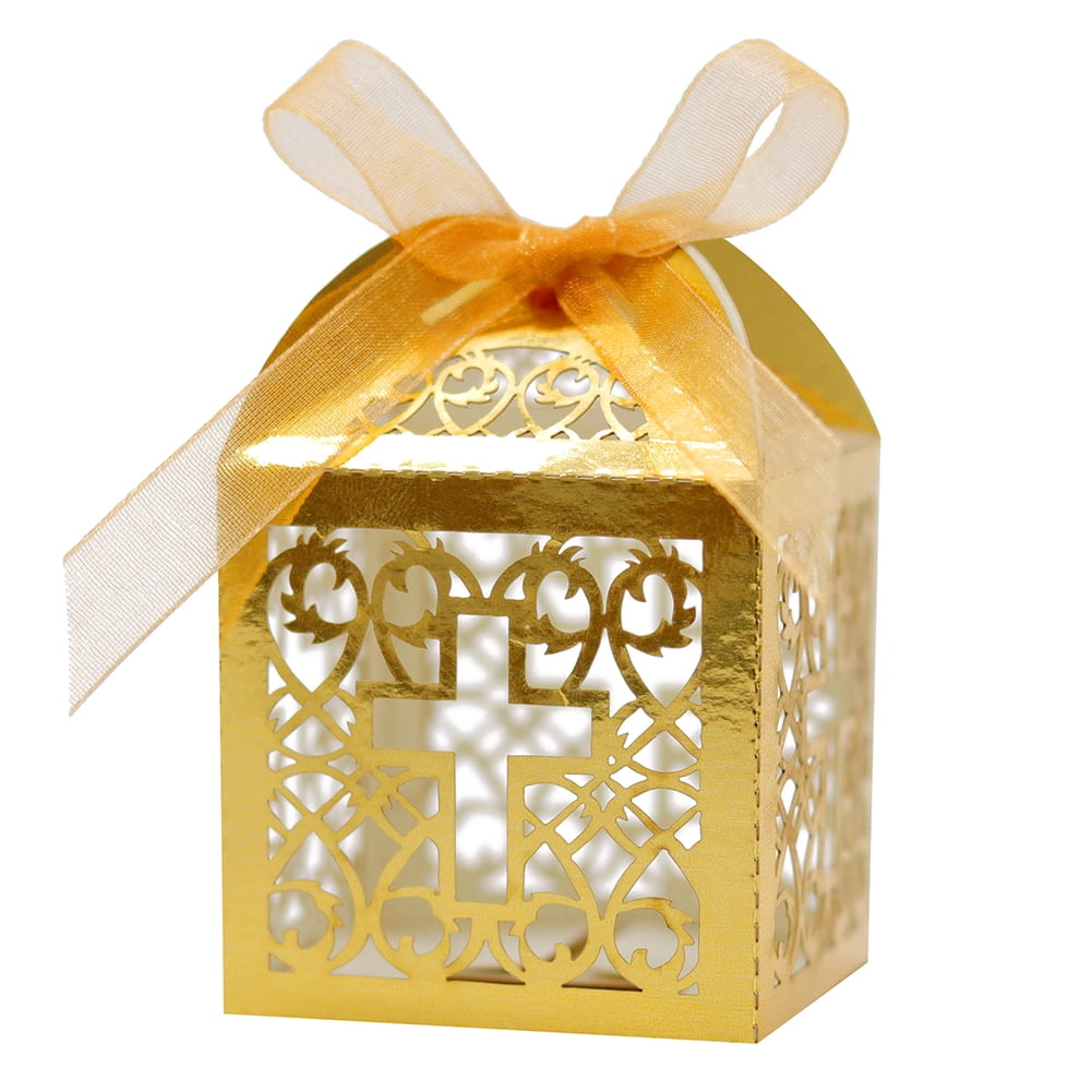50 Pack Wedding Favor Boxes Hollow Cross Design Wedding Candy Boxes ...