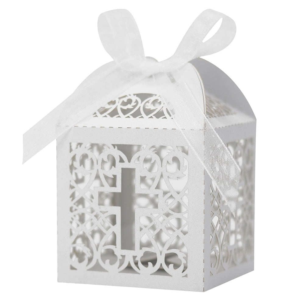 50 Pack Wedding Favor Boxes Hollow Cross Design Wedding Candy Boxes ...